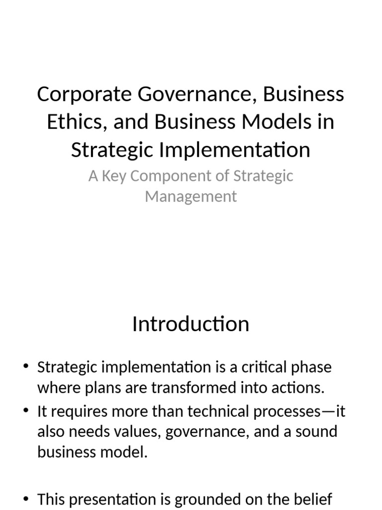 Strategic Implementation Governance Ethics BusinessModels | PDF ...