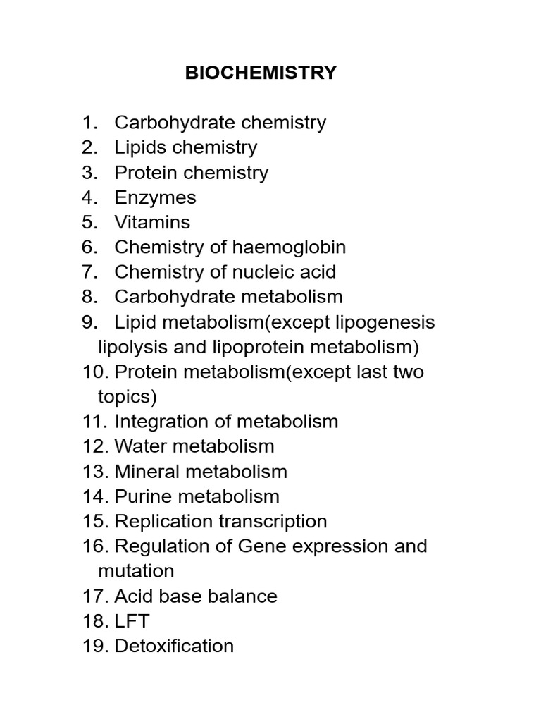 Biochemistry Syllabus | PDF