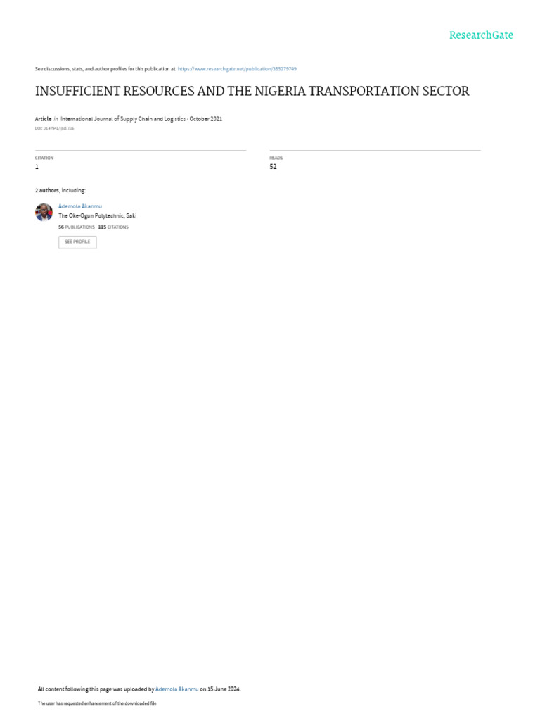 Nigeria Transportation Sector Resource Challenges | PDF | Transport ...