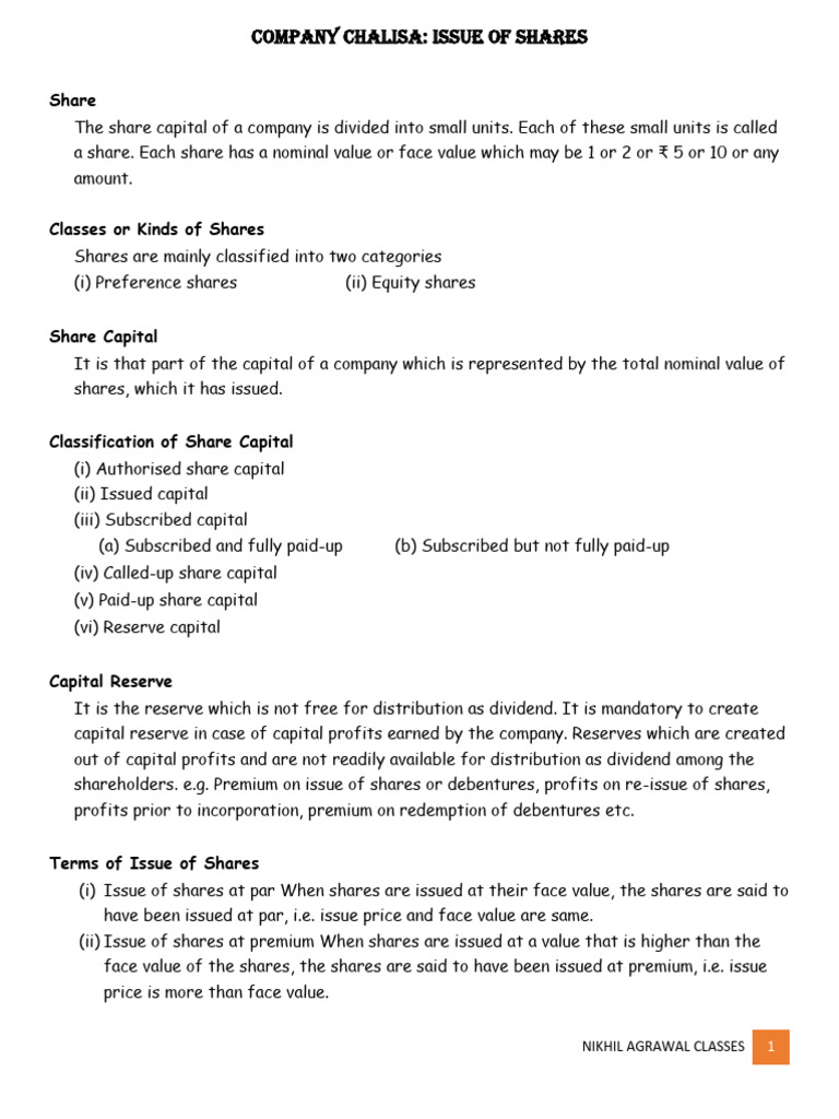 Issue of Share | PDF | Equity (Finance) | Balance Sheet