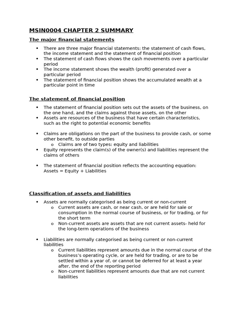 Msin0004 Summary Chapter 2 | PDF