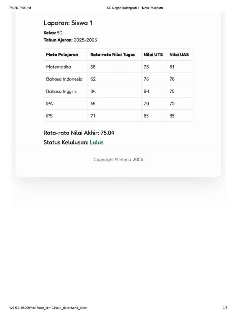 Nilai Siswa Pdf