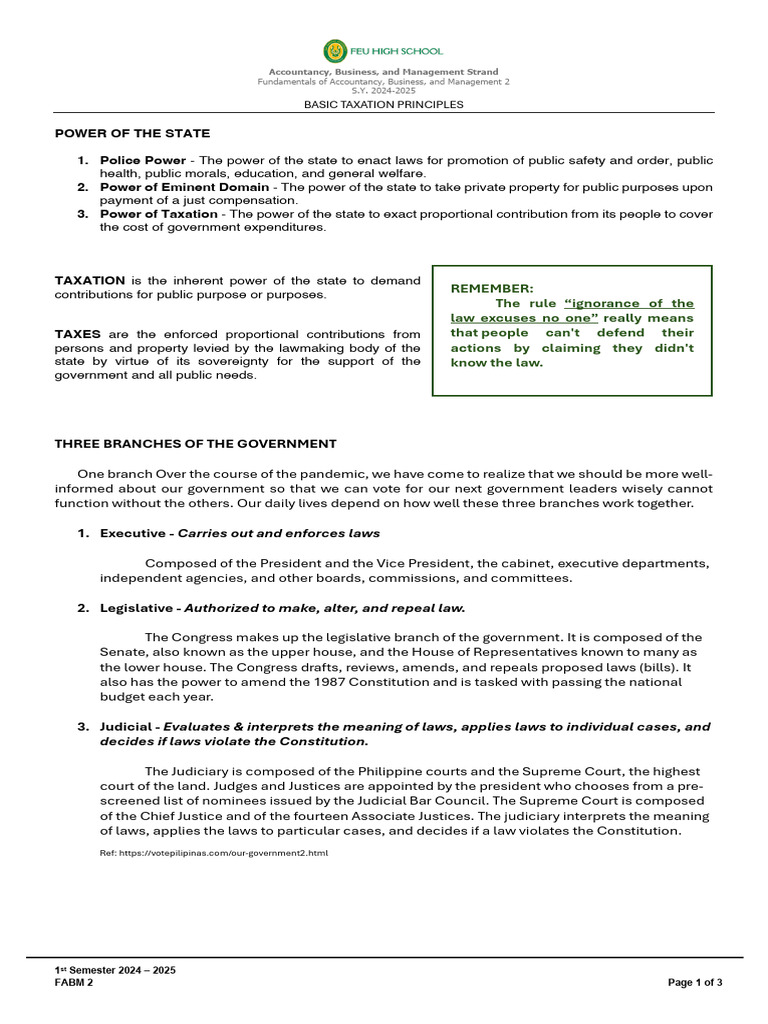 Basic Taxation Principles Overview | PDF | Taxes | Supreme Court Of The ...