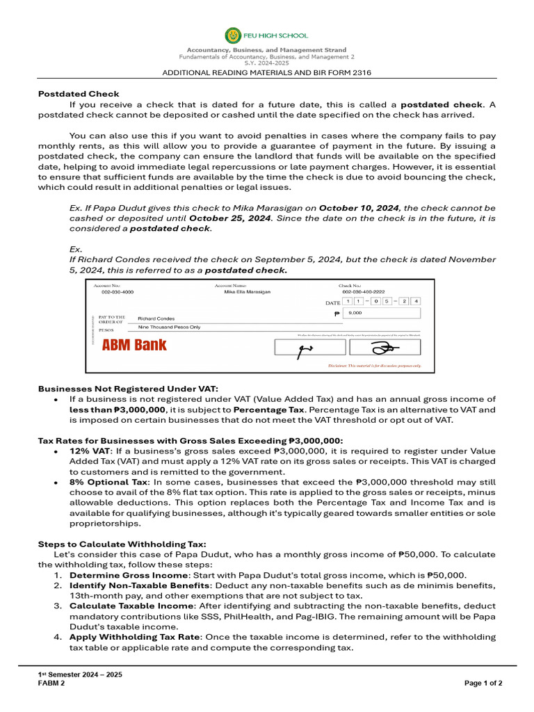 (FABM2) RM5 - Additional Reading Materials | PDF | Taxes | Value Added Tax