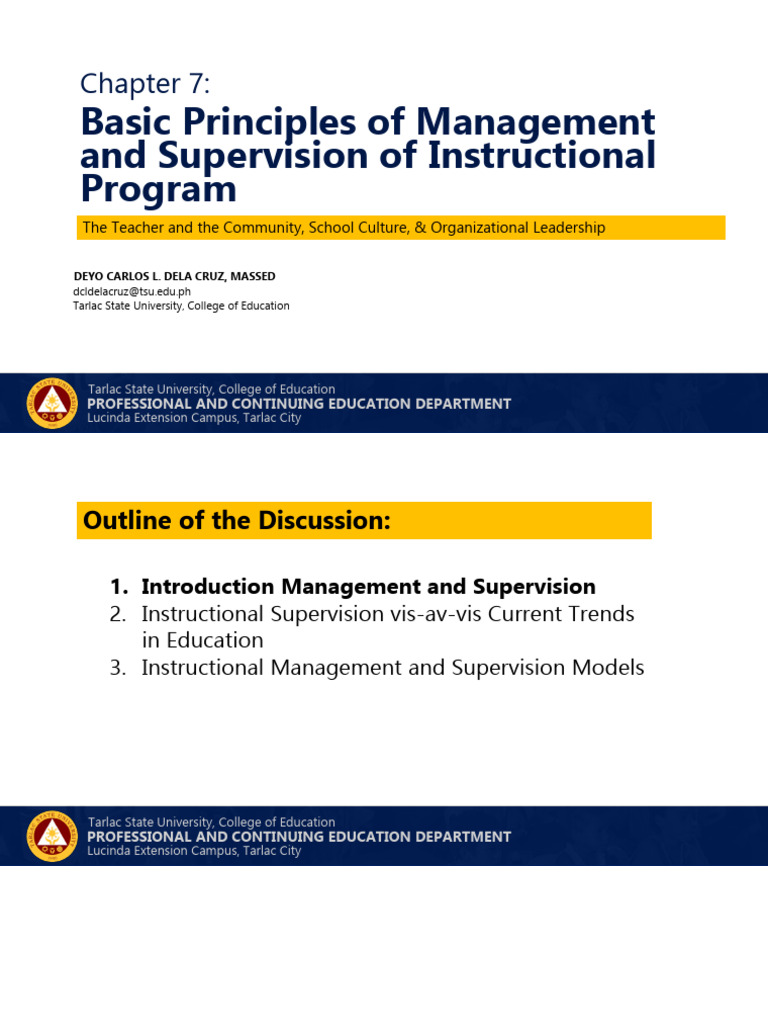 Chapter 7 - Basic Principles of Management and Supervision of Instructional Program-1 | PDF ...