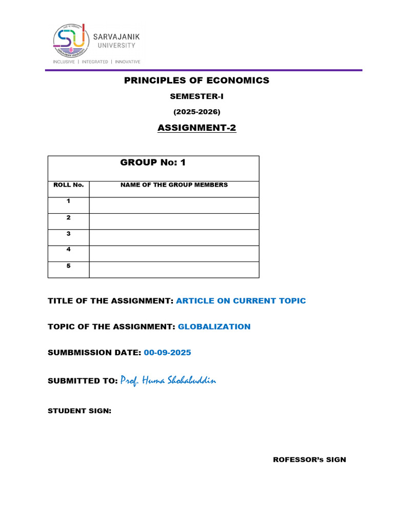 Globalization Assignment - Principles of Economics | PDF