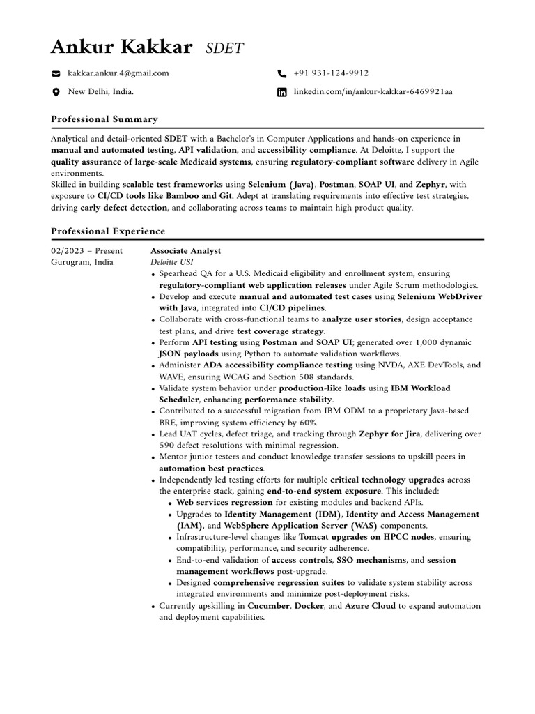 Ankur Kakkar FlowCV Resume 20250531 | PDF | Selenium (Software) | Software Engineering