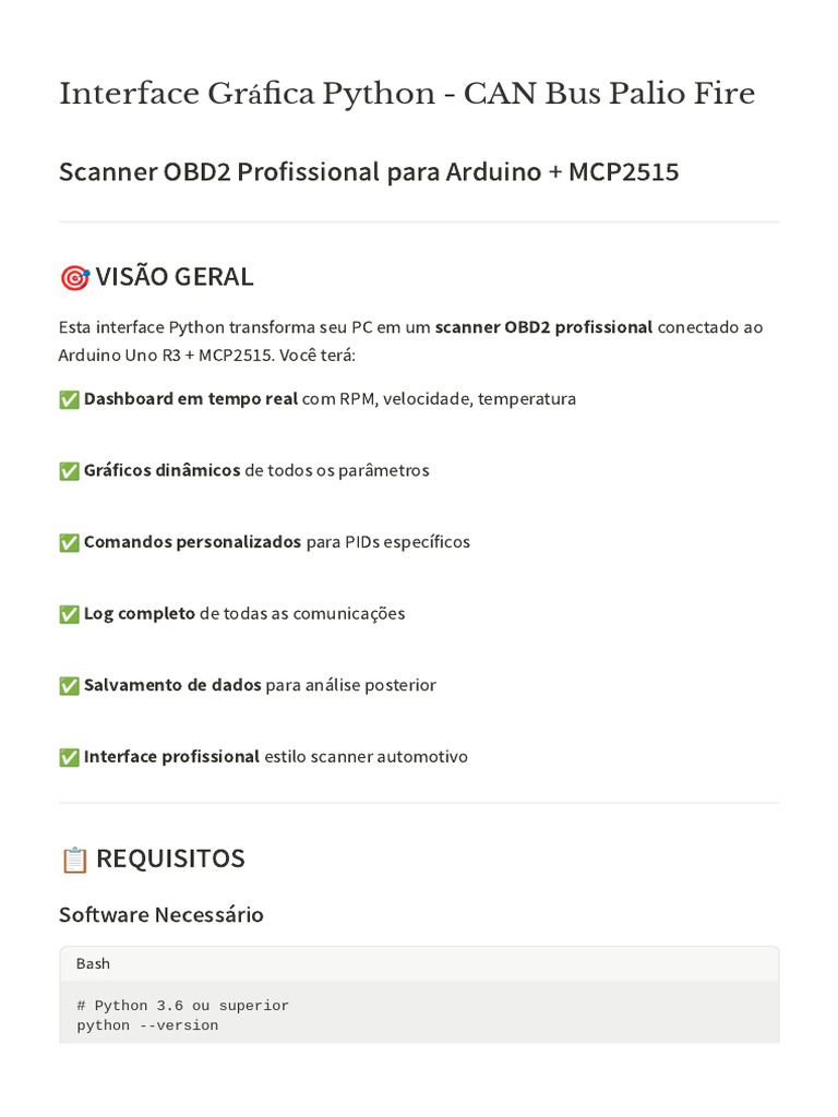 Interface Gráfica Python - CAN Bus Palio Fire | PDF | Python (linguagem ...
