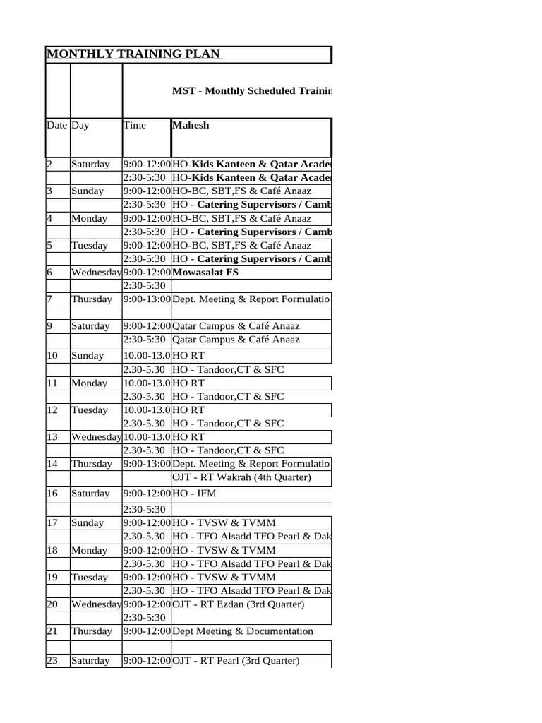 2017 December Training Schedule | PDF