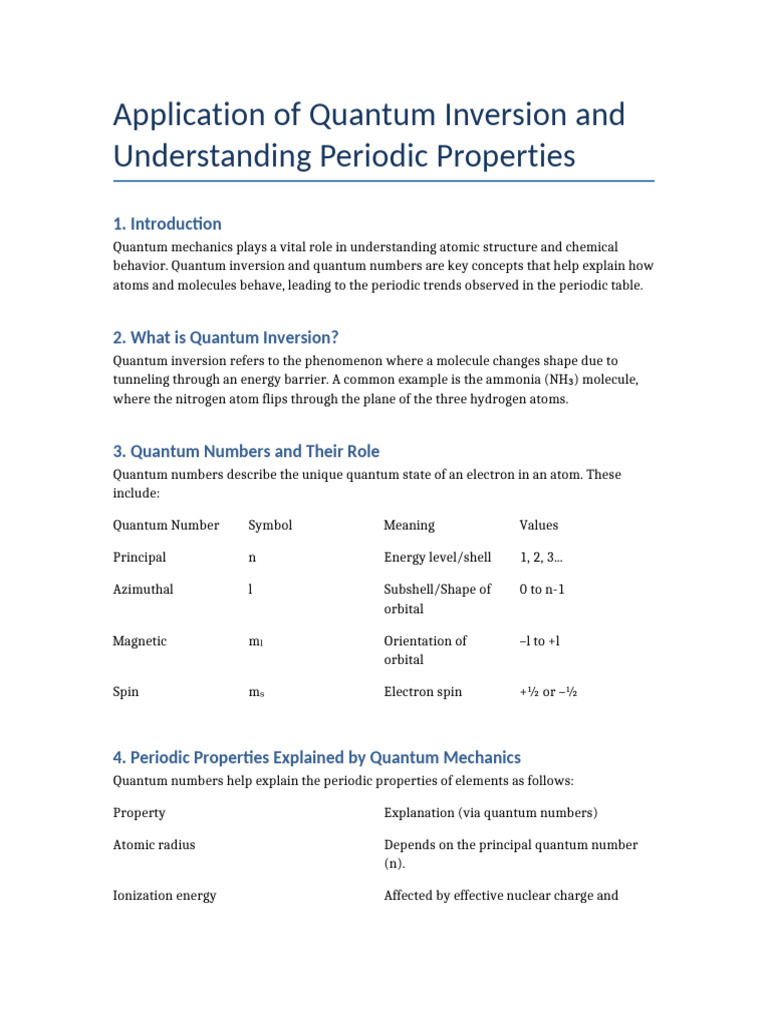 Quantum Inversion Project | PDF | Atomic Orbital | Periodic Table
