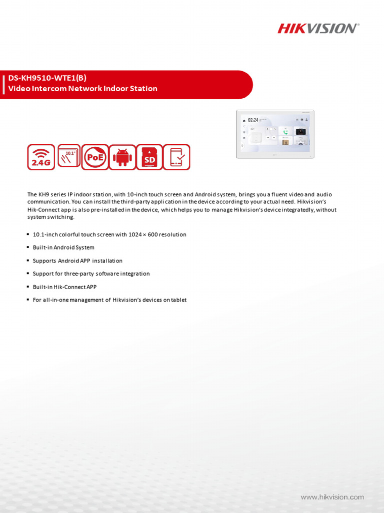DS-KH9510-WTE1B Datasheet 20250403 | PDF | Android (Operating System) | Touchscreen