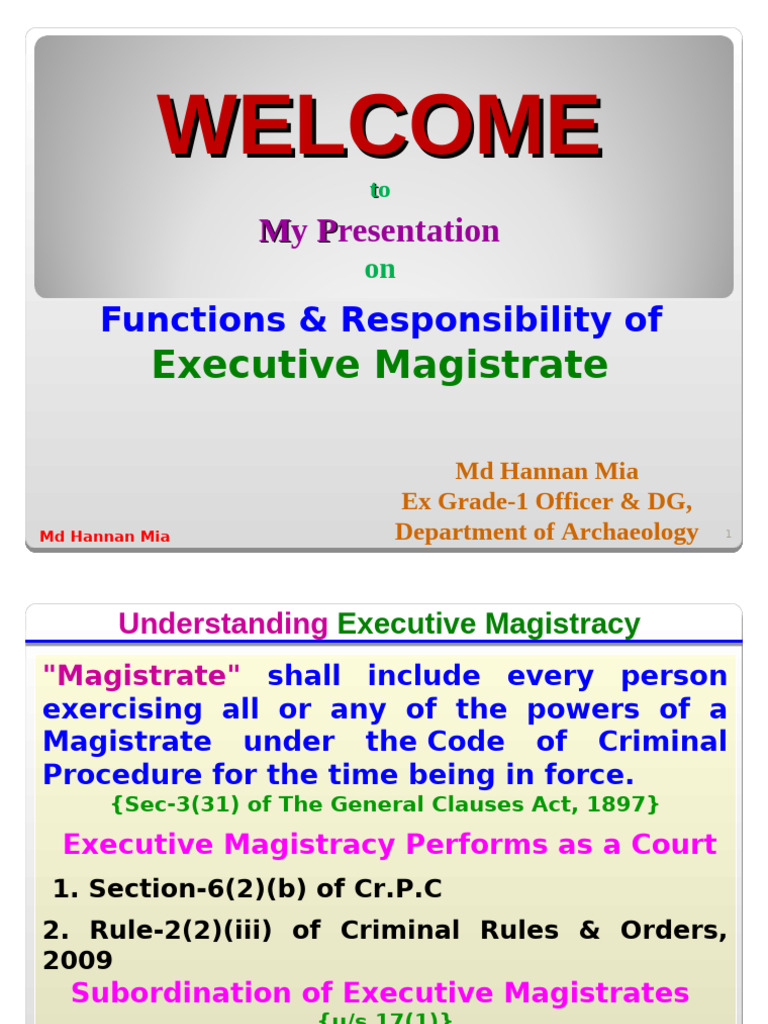 Functions of Executive Magistrates | PDF | Magistrate | Bail