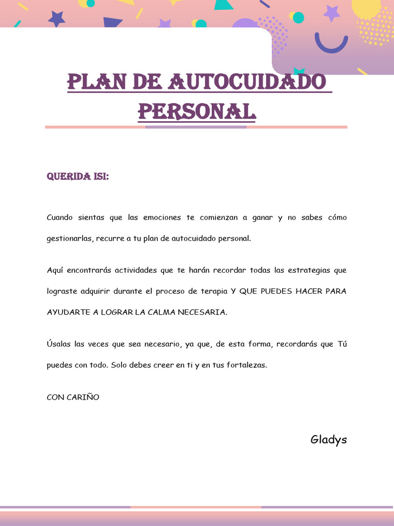 Plan de Autocuidado Personal | PDF | Pensamiento | Las emociones