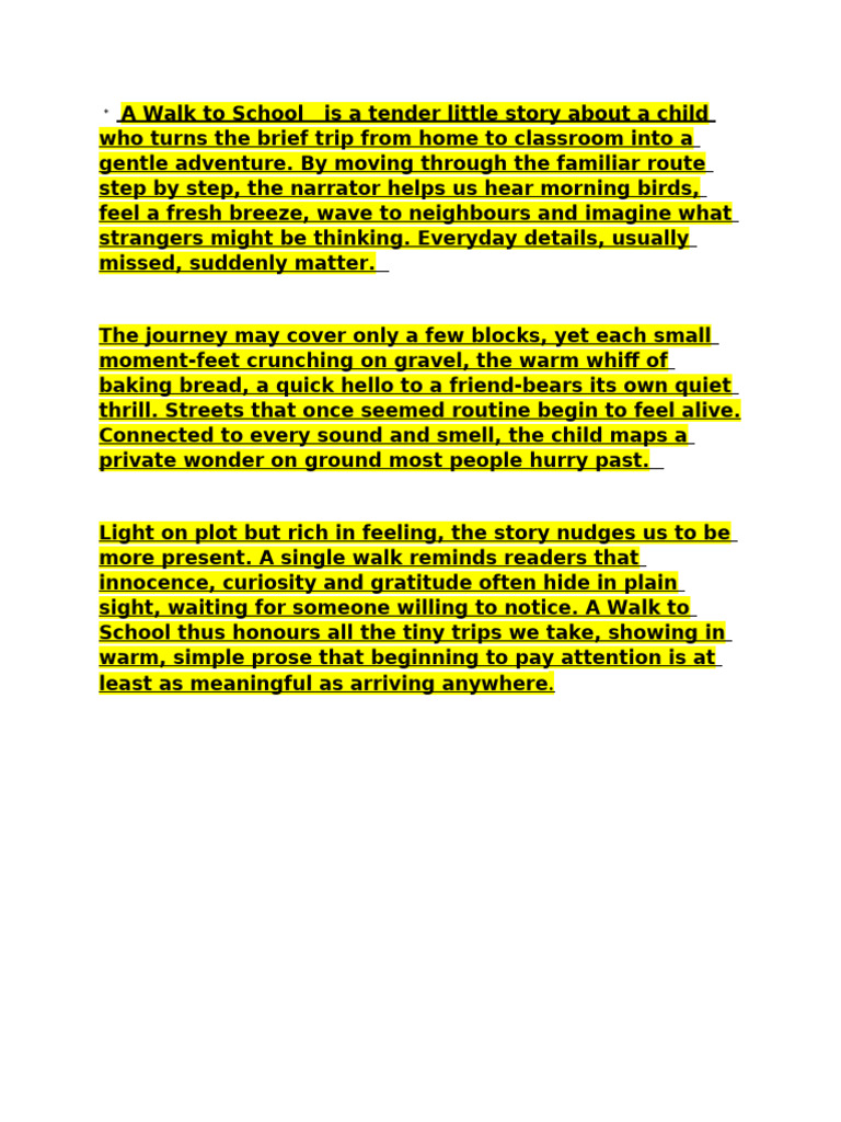 A Walk To School Is A Tender Little Story About A Child Who Turns The ...