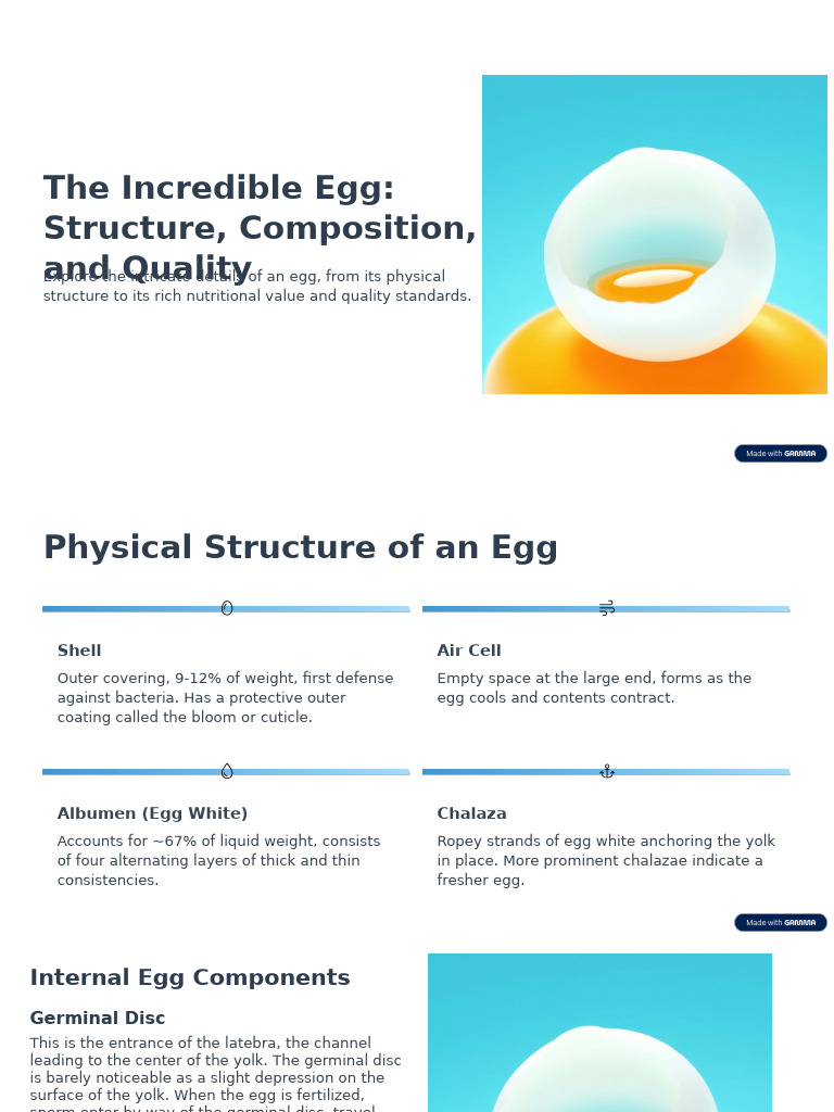 Egg Structure Composition and Quality | PDF | Yolk | Egg