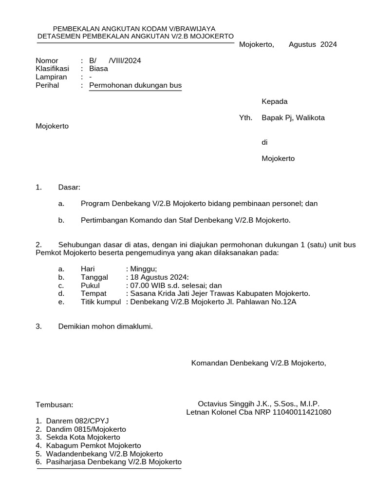 Surat Pinjam Bus | PDF