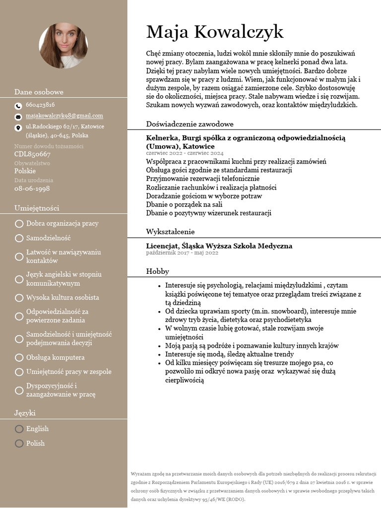 CV - Maja Kowalczyk | PDF