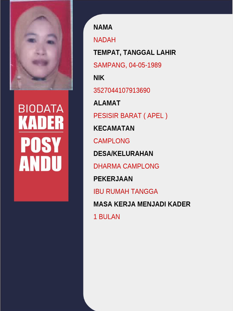 Data Kader Ibu Rumah Tangga Camplong | PDF