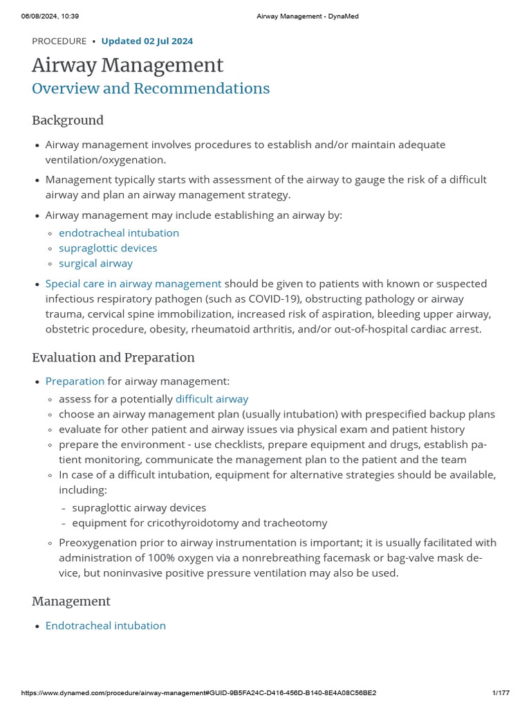 Airway Management | PDF | Medical Specialties | Medicine