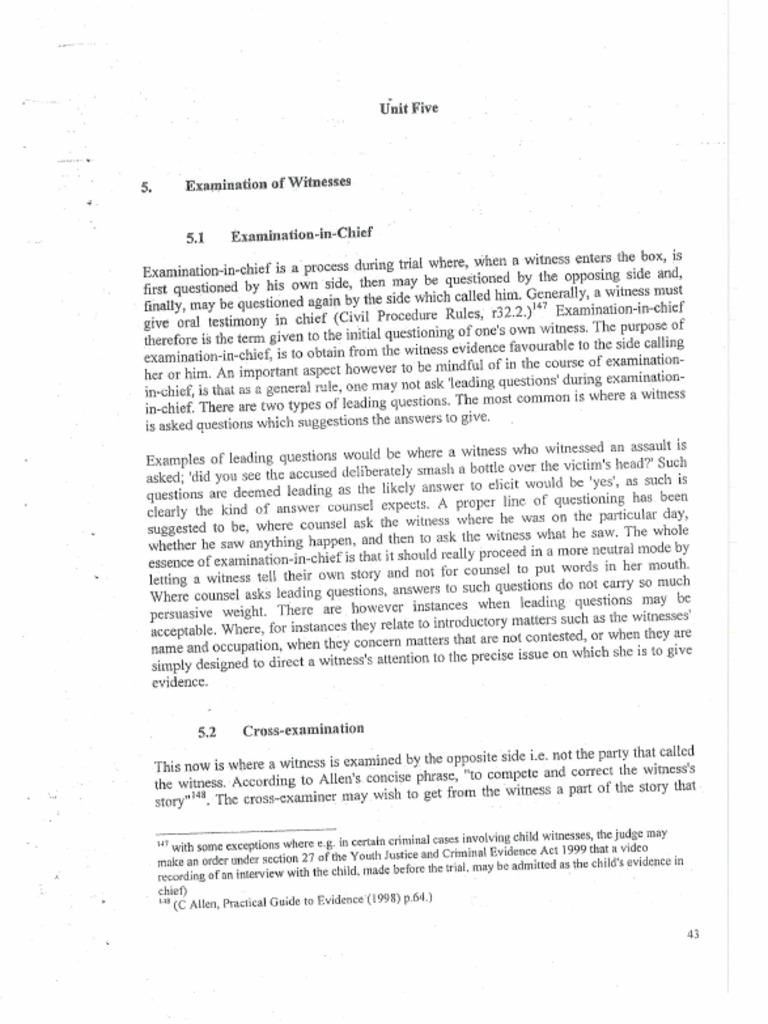 Evidence Unit Five | PDF