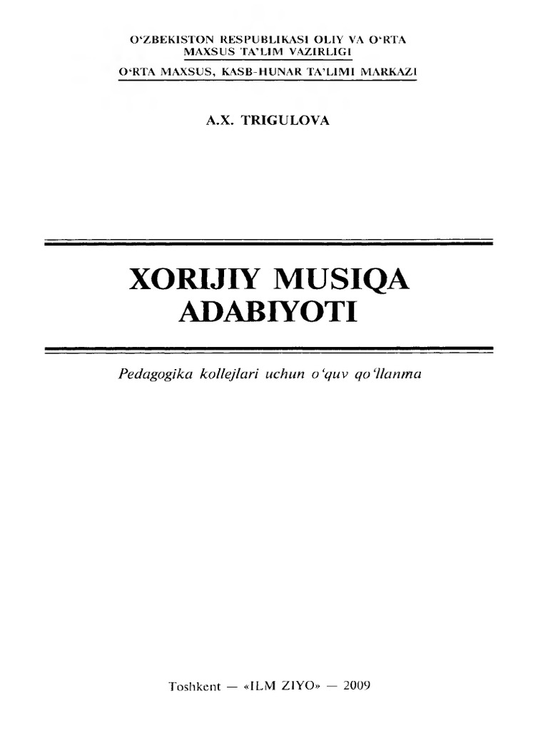 Xorijiy Musiqa Adabiyoti | PDF