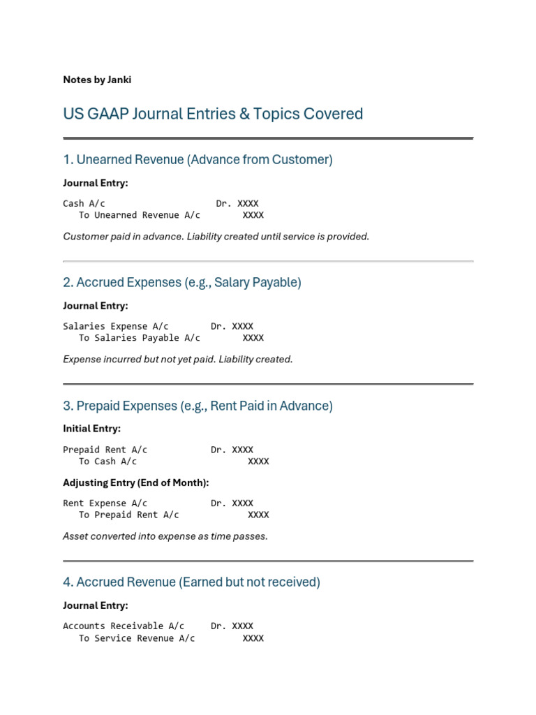 Us Gaap Journal Entry | PDF | Expense | Bad Debt