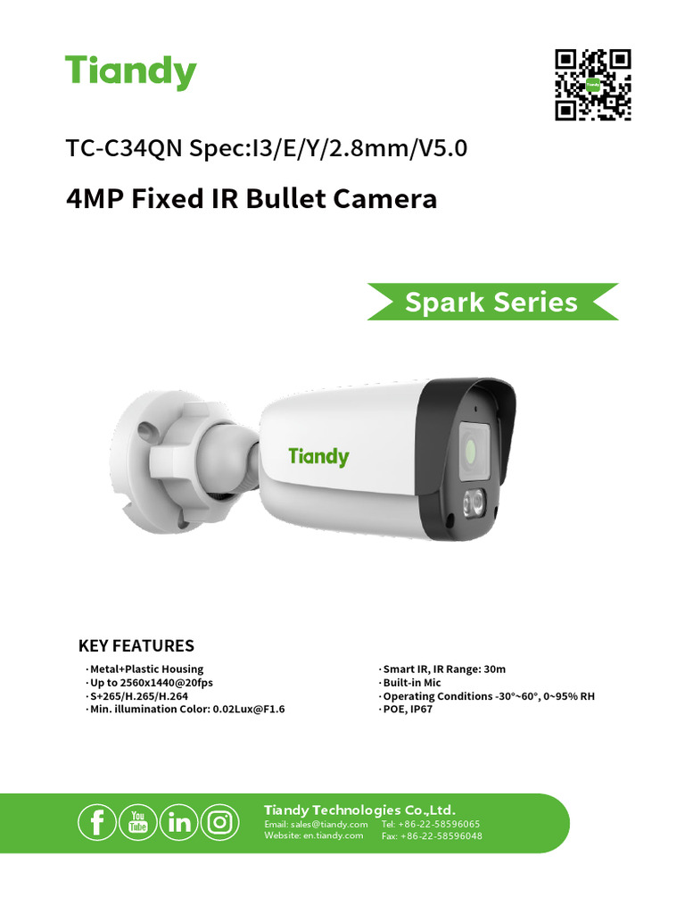 TC-C34QN 4MP Bullet Camera Specs | PDF | Computer Network | Wide Area ...