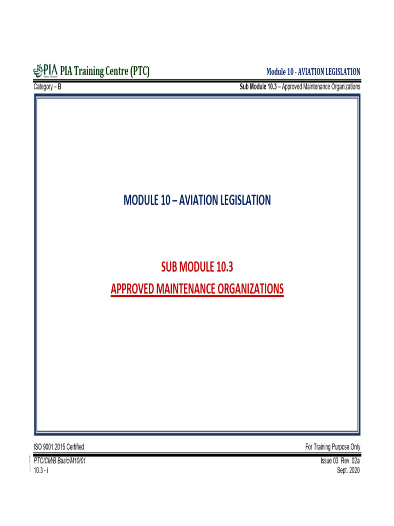 Module 10.3 Rev-2a Sept-2020 - Aviation Legislation | PDF | Aviation