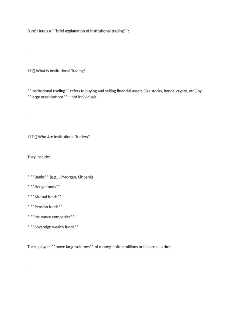 Institution Trading | PDF