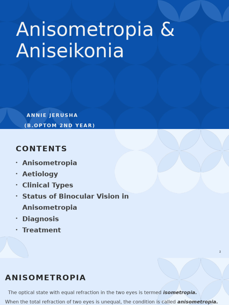 Anisometropia and Aniseikonia Overview | PDF | Eye | Myopia