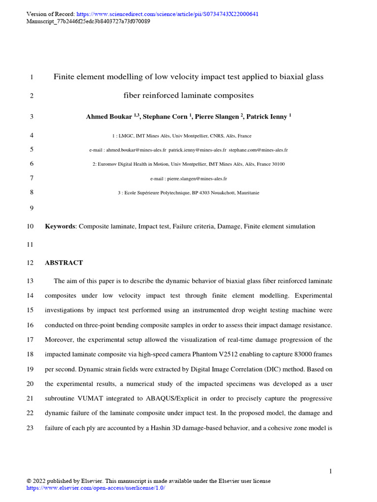 Finite Element Modelling of Low Velocity Impact Test Applied To Biaxial ...