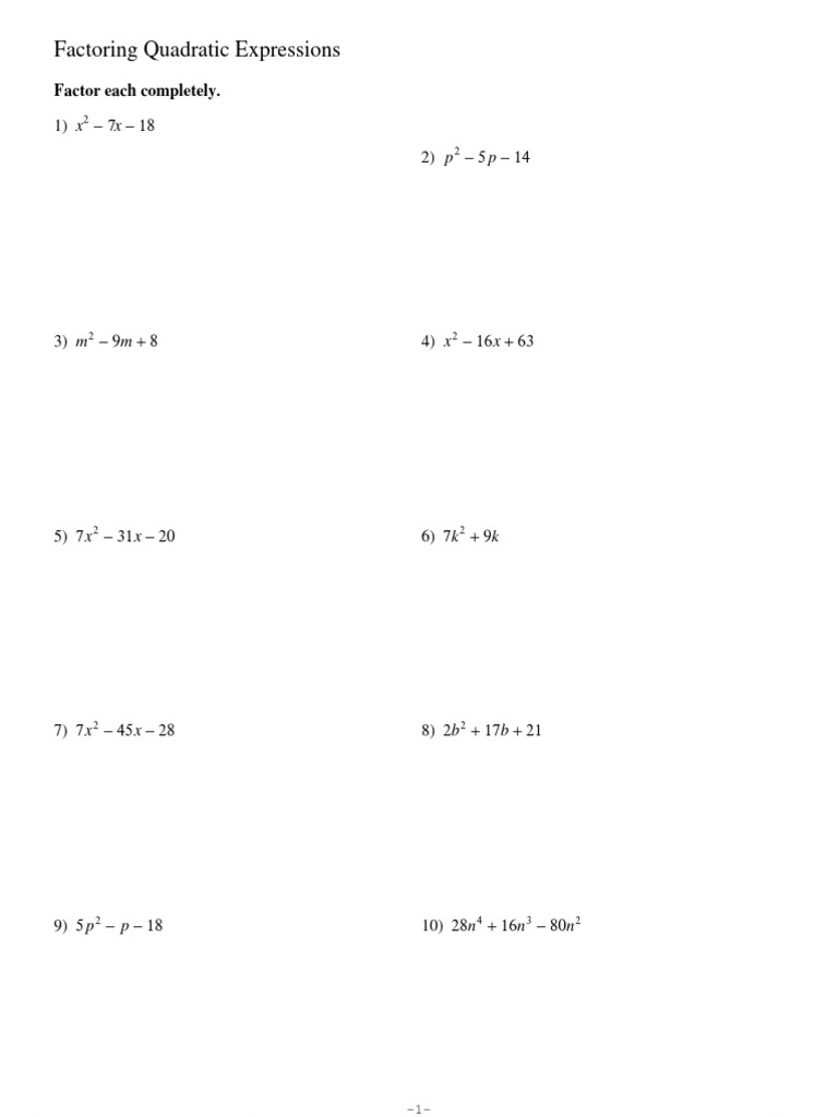 Factoring Quadratic Expressions | PDF