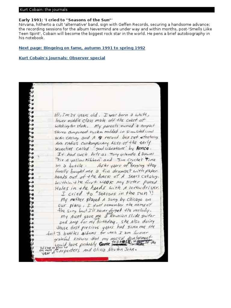 Kurt Cobain Journals | PDF