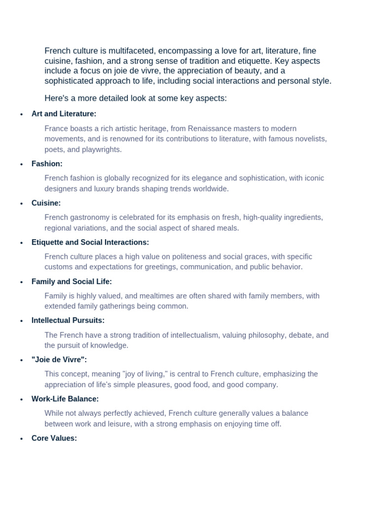 French Culture Is Multifaceted | PDF