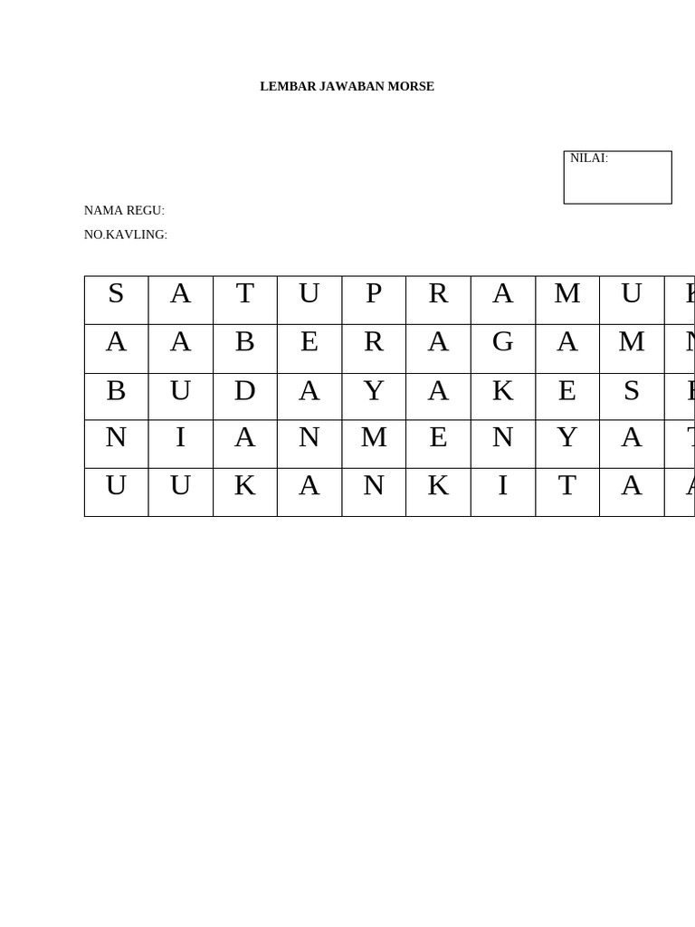 Lembar Jawban Mata Lomba | PDF