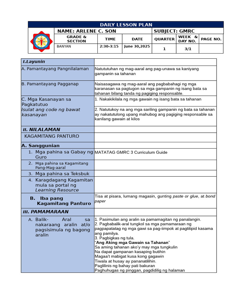 DLP GMRC Son D1 | PDF