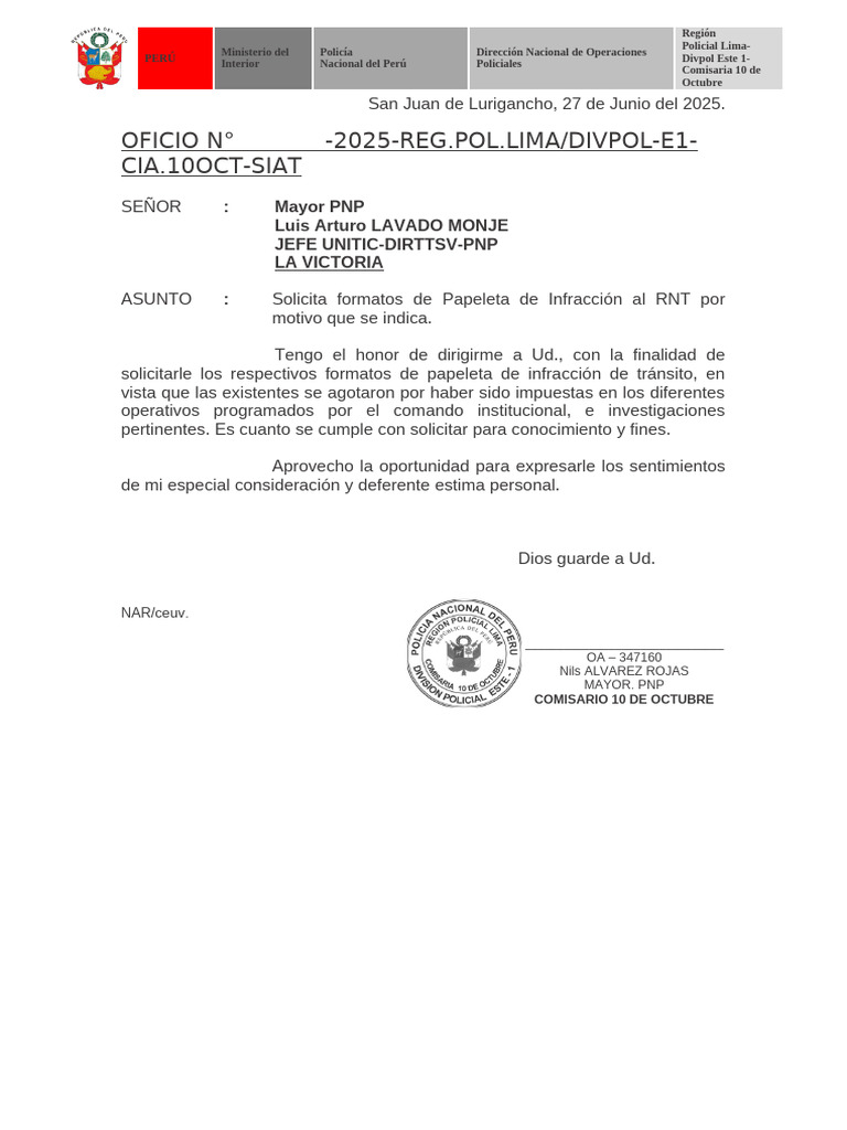 Oficio Solicita Pit | PDF