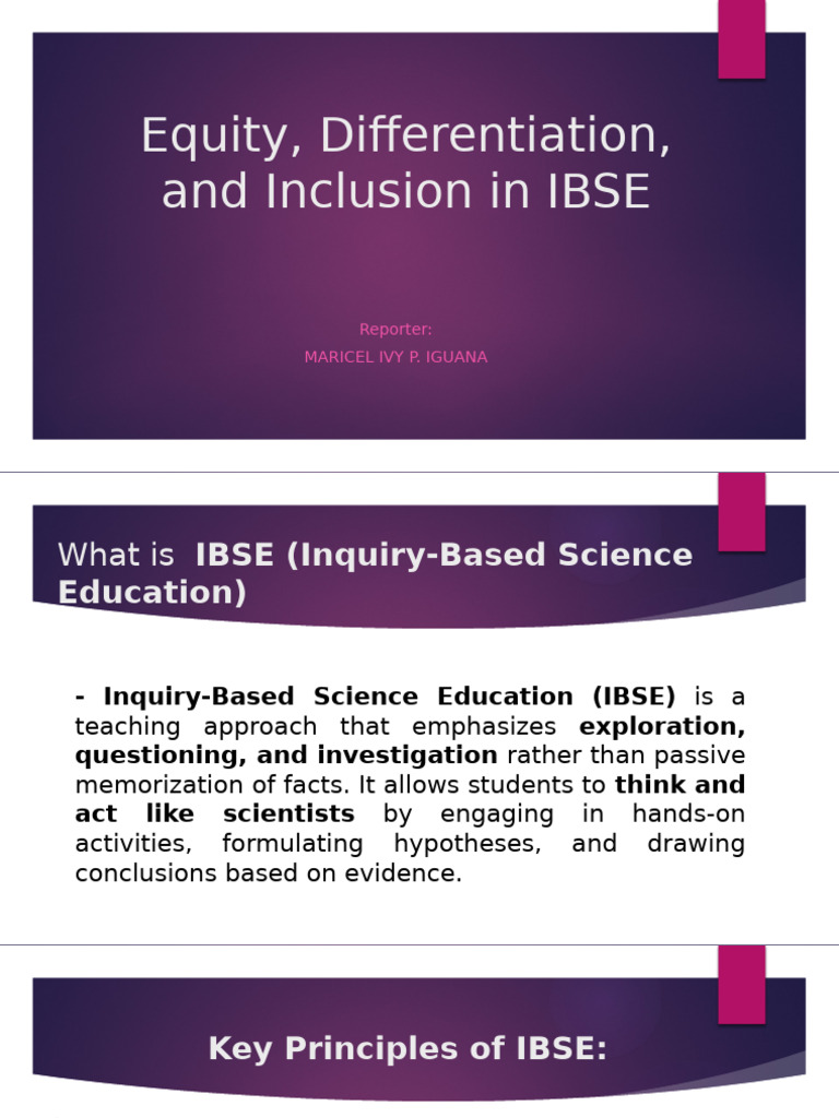 Equity Differentiation and Inclusion in IBSE | PDF | Inquiry Based Learning | Learning
