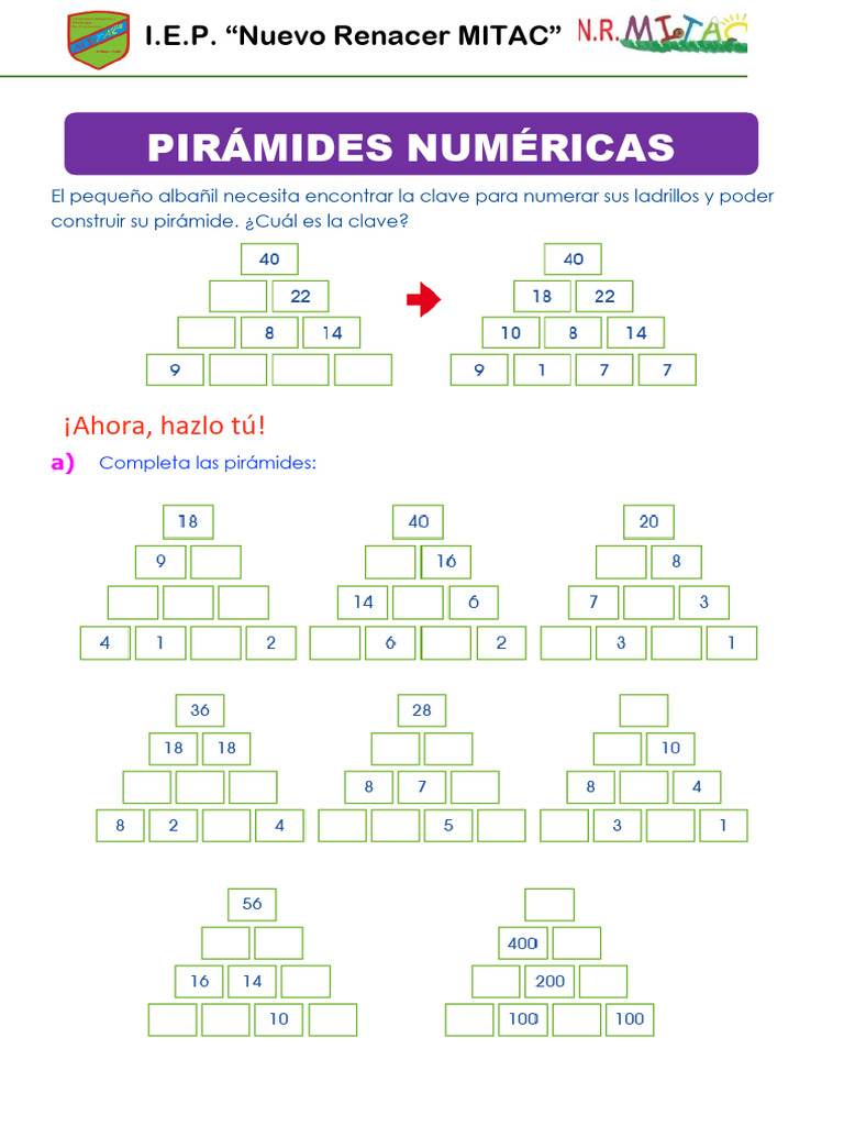 Pirámides Numéricas 4to Grado | PDF