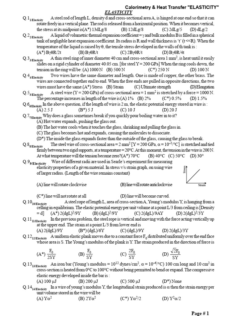 Elasticity Questions and Solutions | PDF | Elasticity (Physics ...