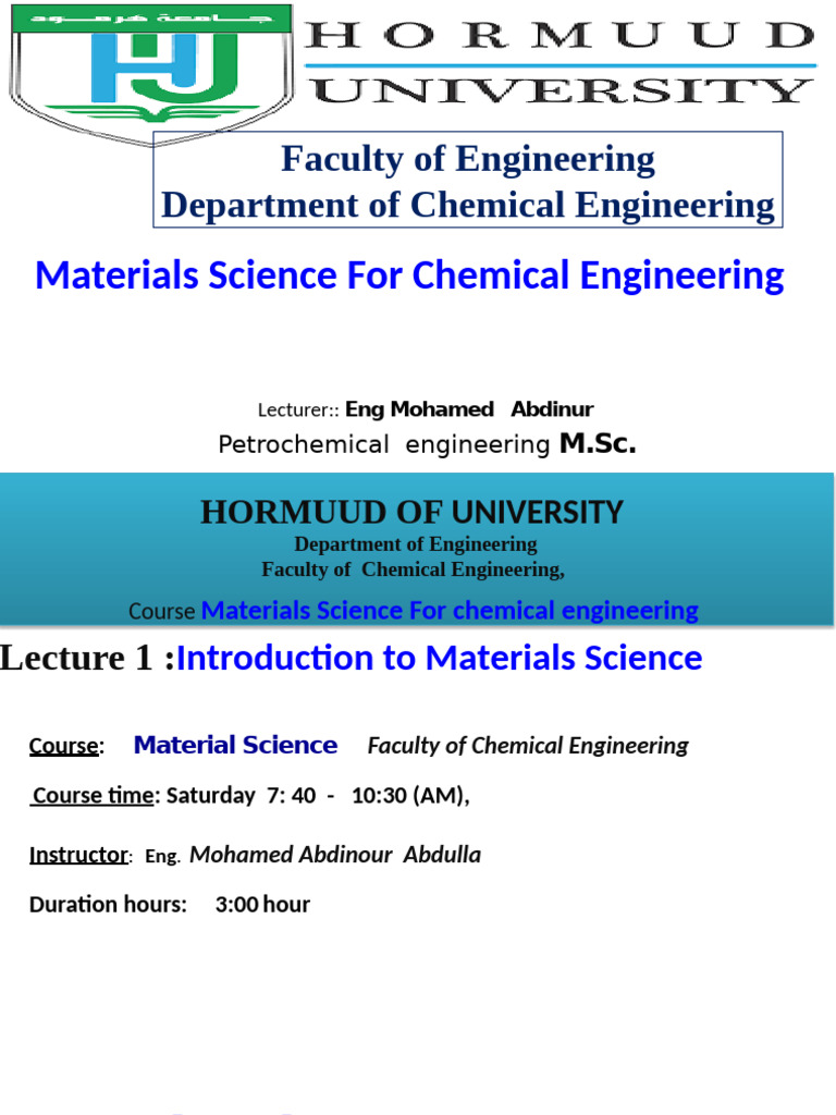 Lecture 1 Materials Science For Chemical Engineering | PDF | Metals | Materials Science