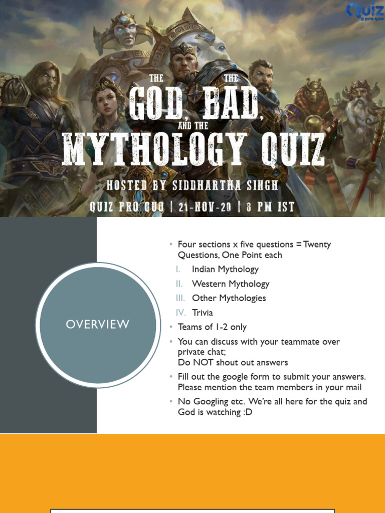 QPQ27 - The God, The Bad. and The Mythology Quiz - Answers | PDF ...
