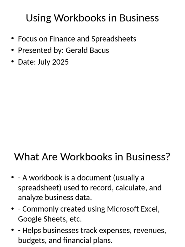 Understanding Workbooks in Business | PDF