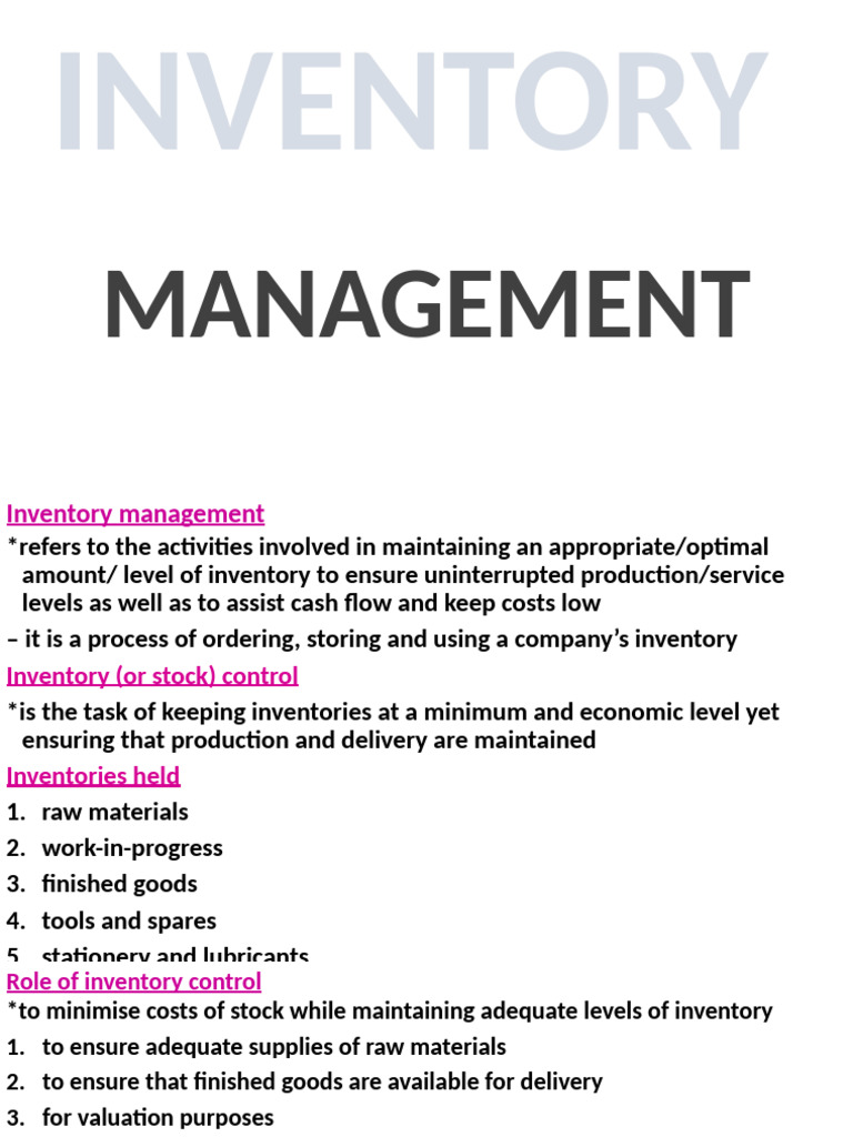 Inventory Management | PDF | Inventory | Lean Manufacturing
