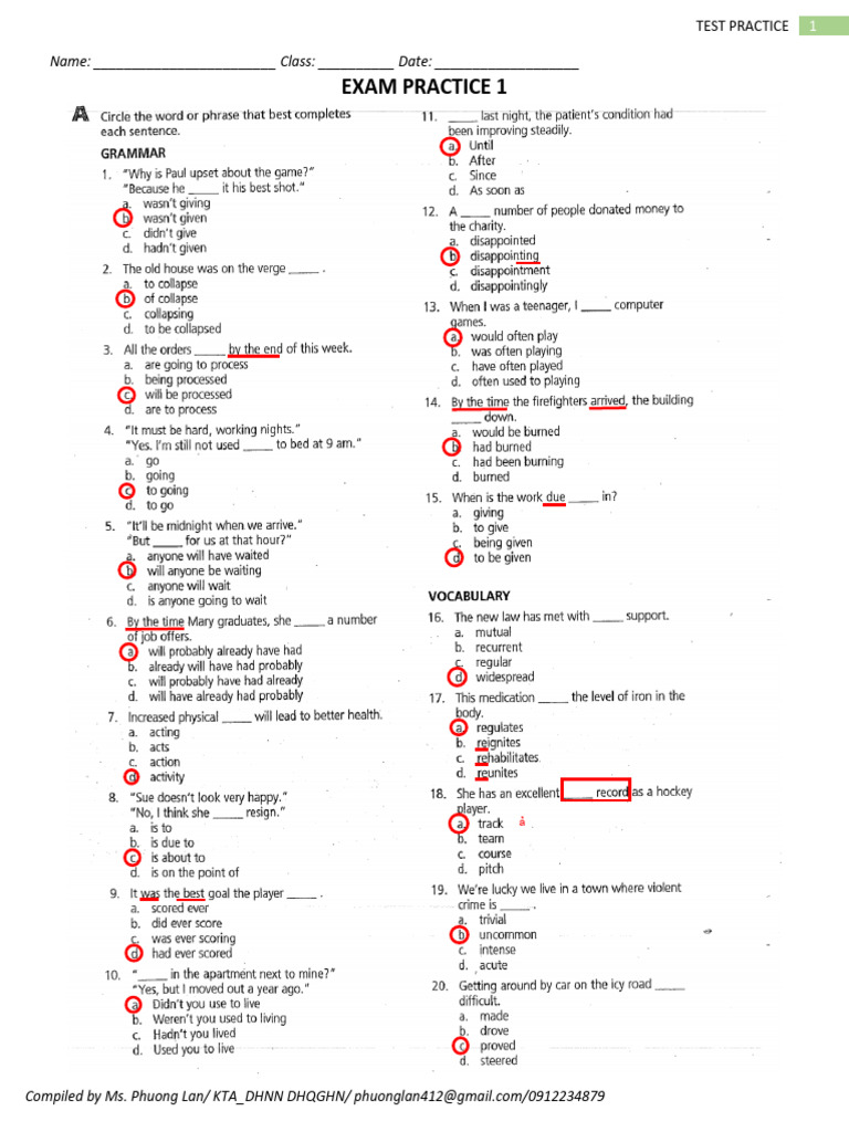 Exam Practice 1: Name: - Class: - Date | PDF