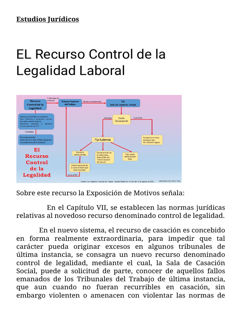 Control de Legalidad Laboral: Recurso y Proceso | PDF | Caso de ley ...