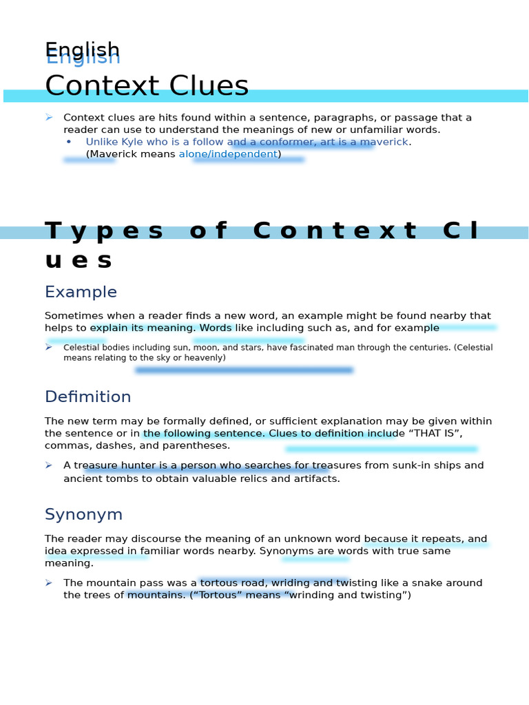 Context Clues in Short Stories | PDF | Plot (Narrative)