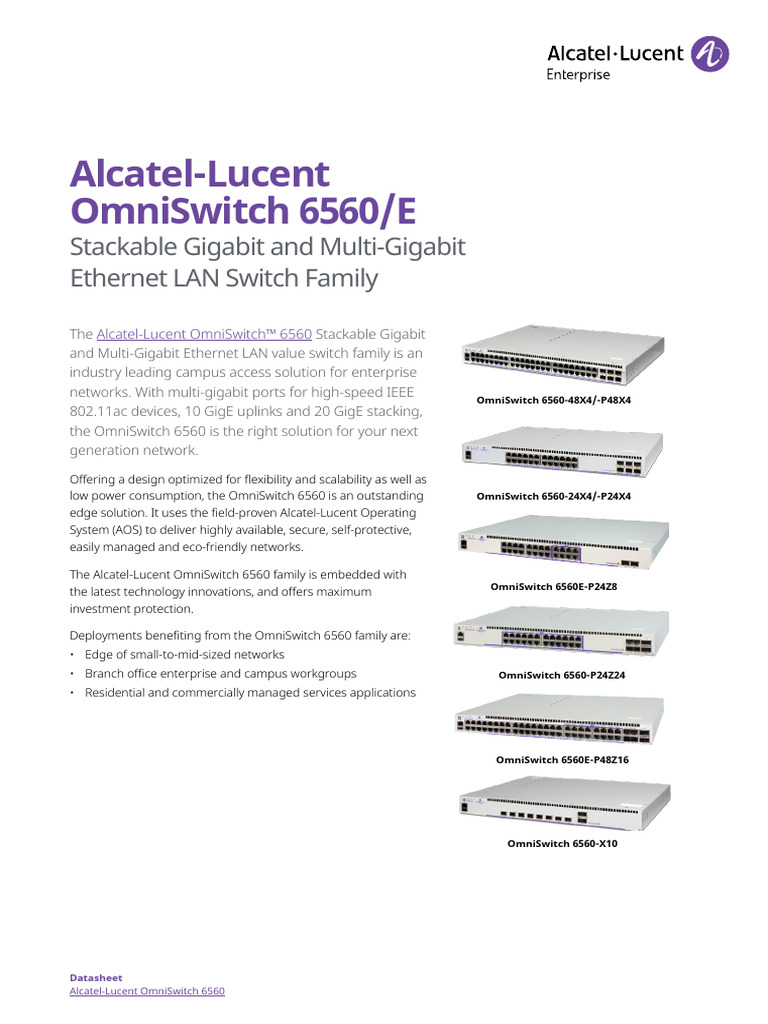 Omniswitch 6560 6560e Datasheet en | PDF | Computer Network | Network Switch