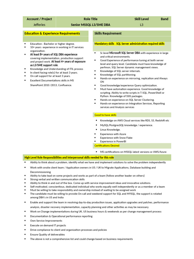 SQL L3 JD For Jefferies JC | PDF | Microsoft Sql Server | Information Technology