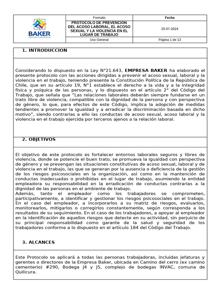 Protocolo Ley Karin V1 | PDF | Acoso sexual | Sexismo